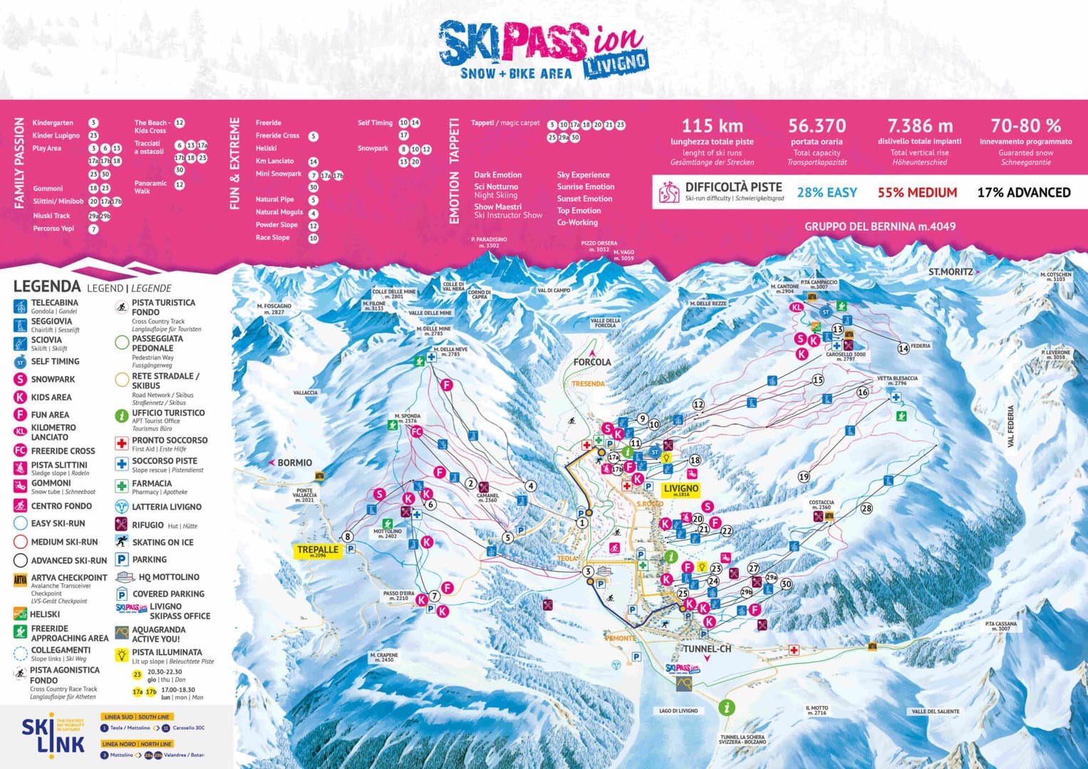 Lift and slope maps - Skipass Livigno