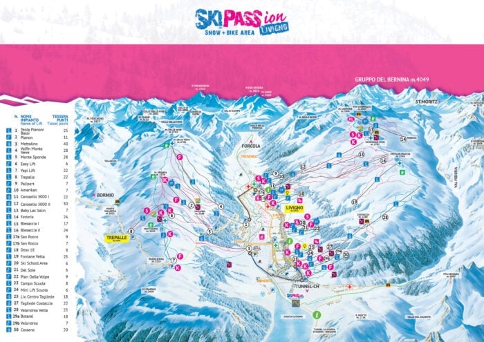 Lift and slope maps - Skipass Livigno