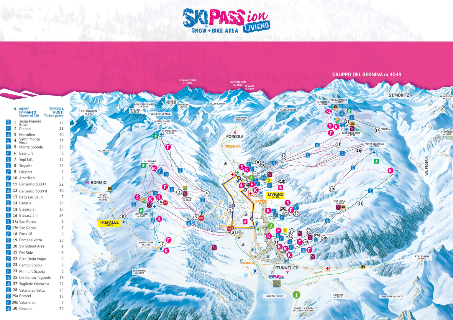 Lift and slope maps - Skipass Livigno